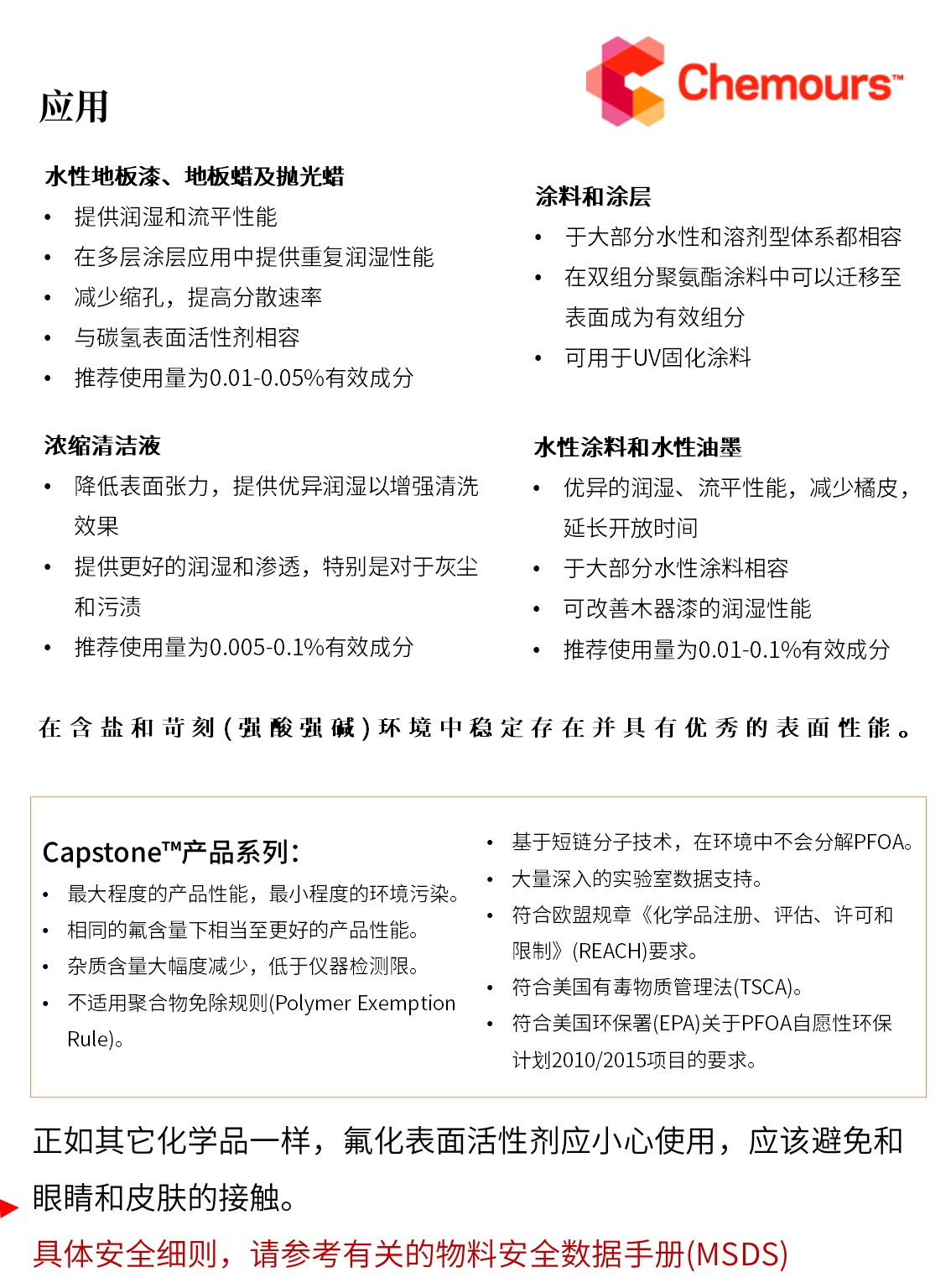 含氟表面活性剂 Capstone™ FS-3100-汇平商城